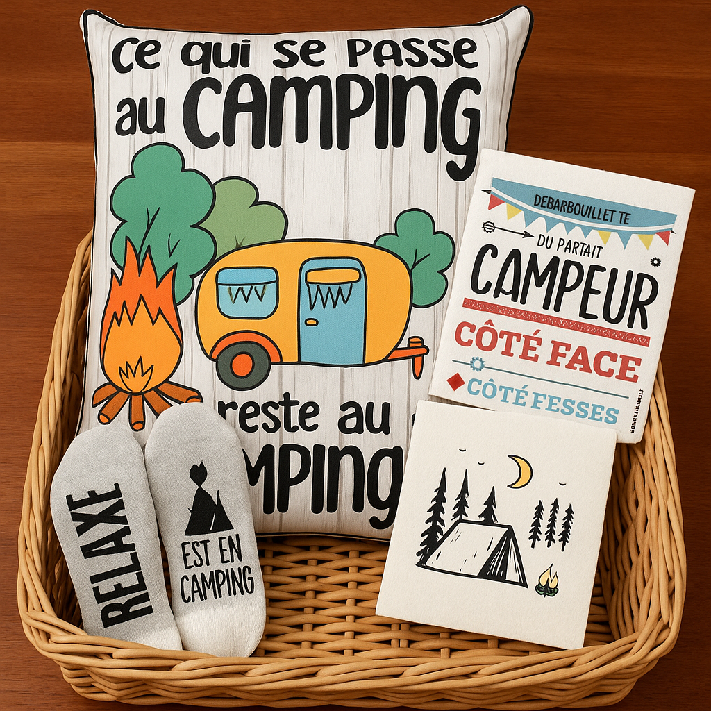 Panier cadeau amateur de camping – Espace Déco+ Idées Cadeaux